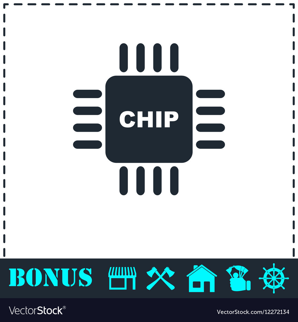 Chip icon flat Royalty Free Vector Image - VectorStock