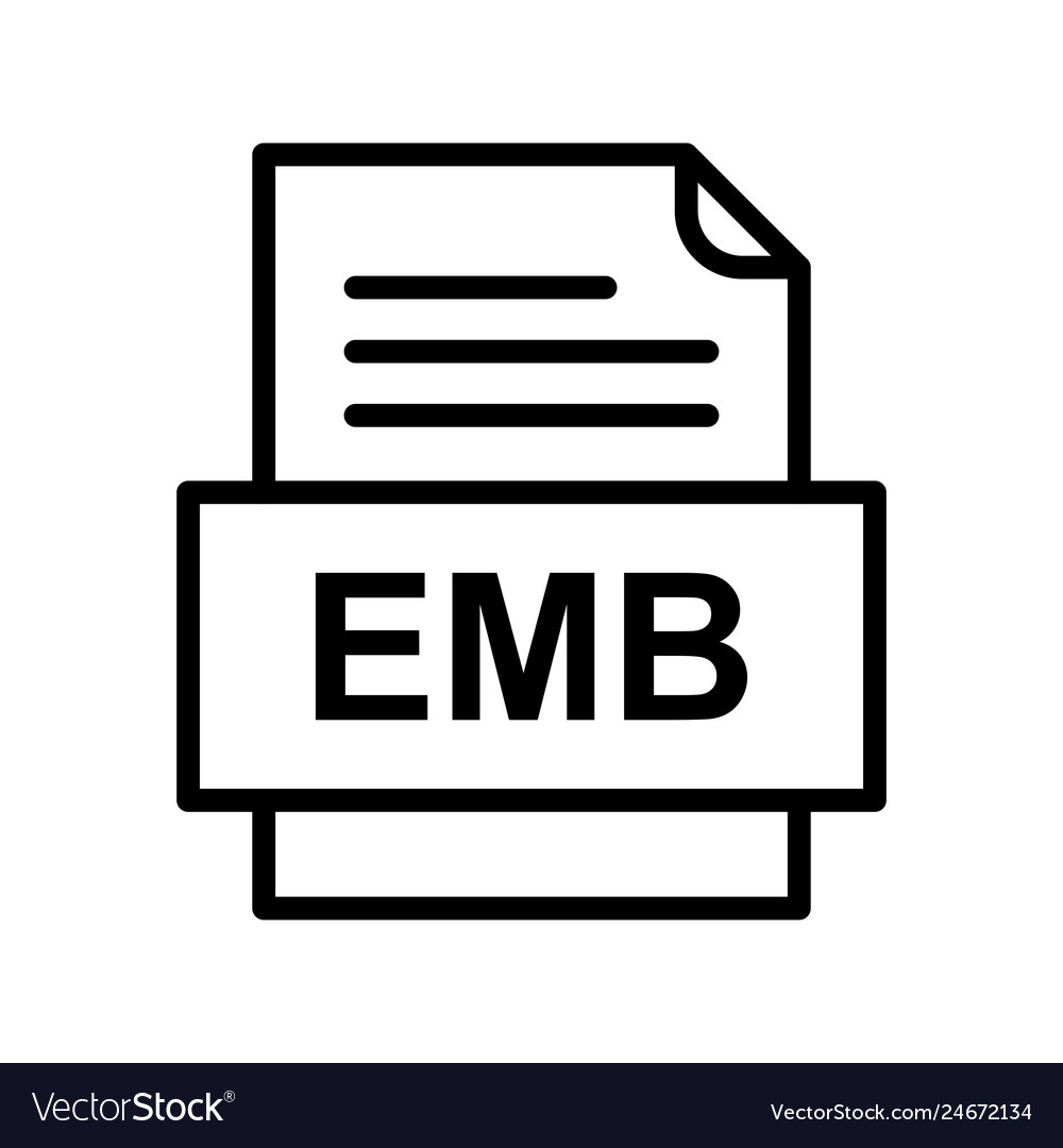 Emb file document icon Royalty Free Vector Image