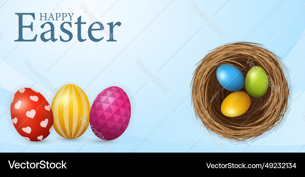Happy easter banner template with color eggs Vector Image