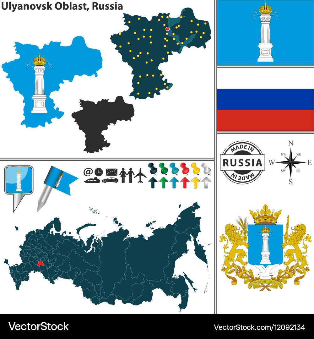 Map oblast ulyanovsk Royalty Free Vector Image