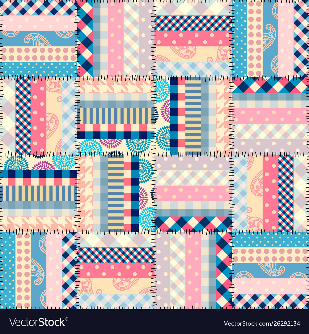 Patchwork textile pattern seamless quilting Vector Image