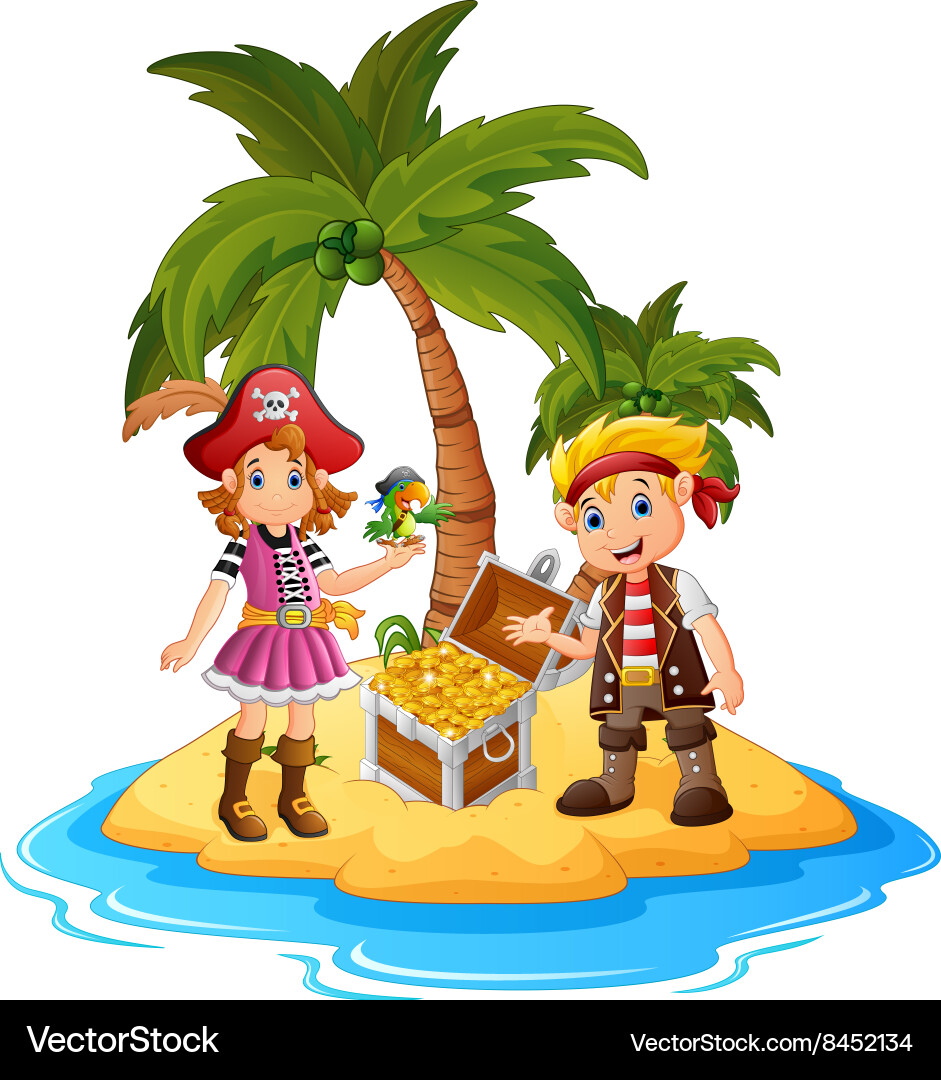 Pirate in the treasure island Royalty Free Vector Image
