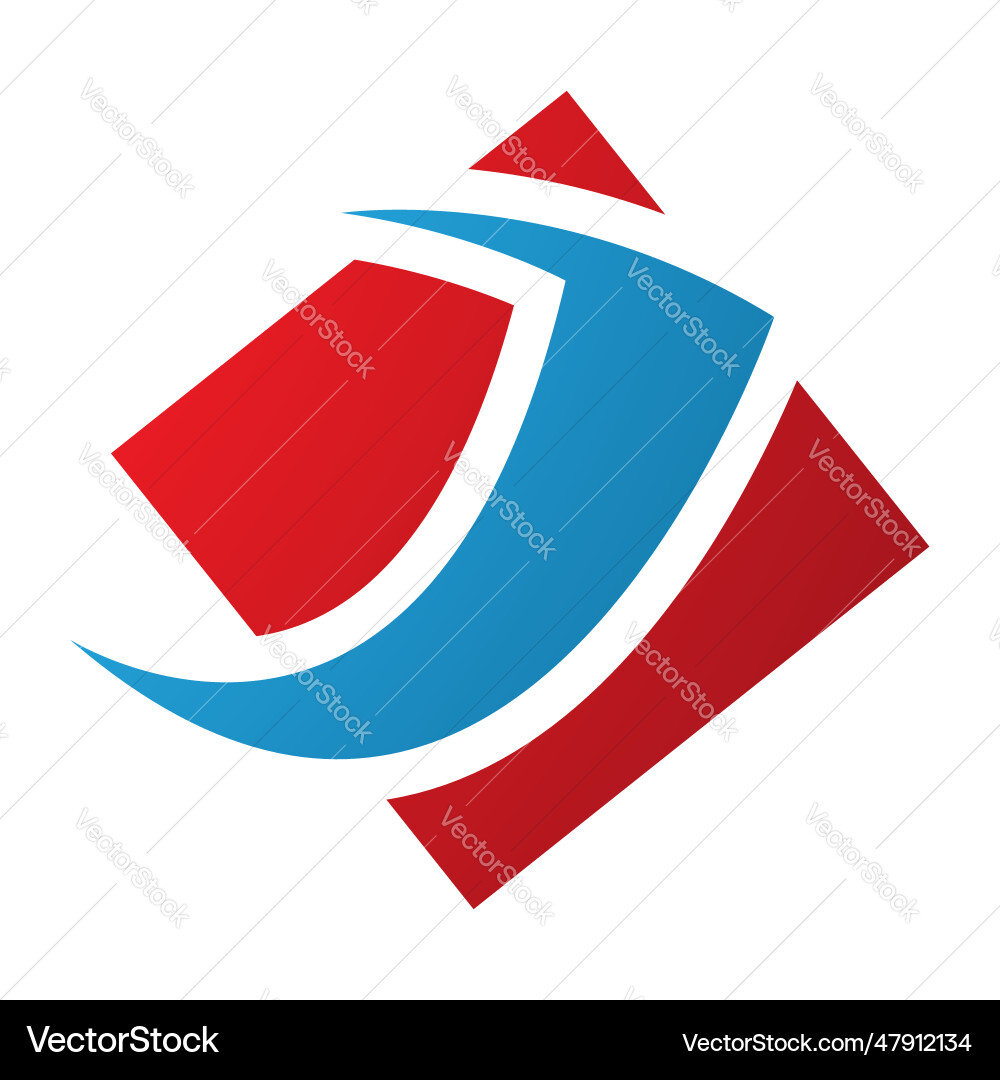 Red and blue diamond square letter j icon Vector Image