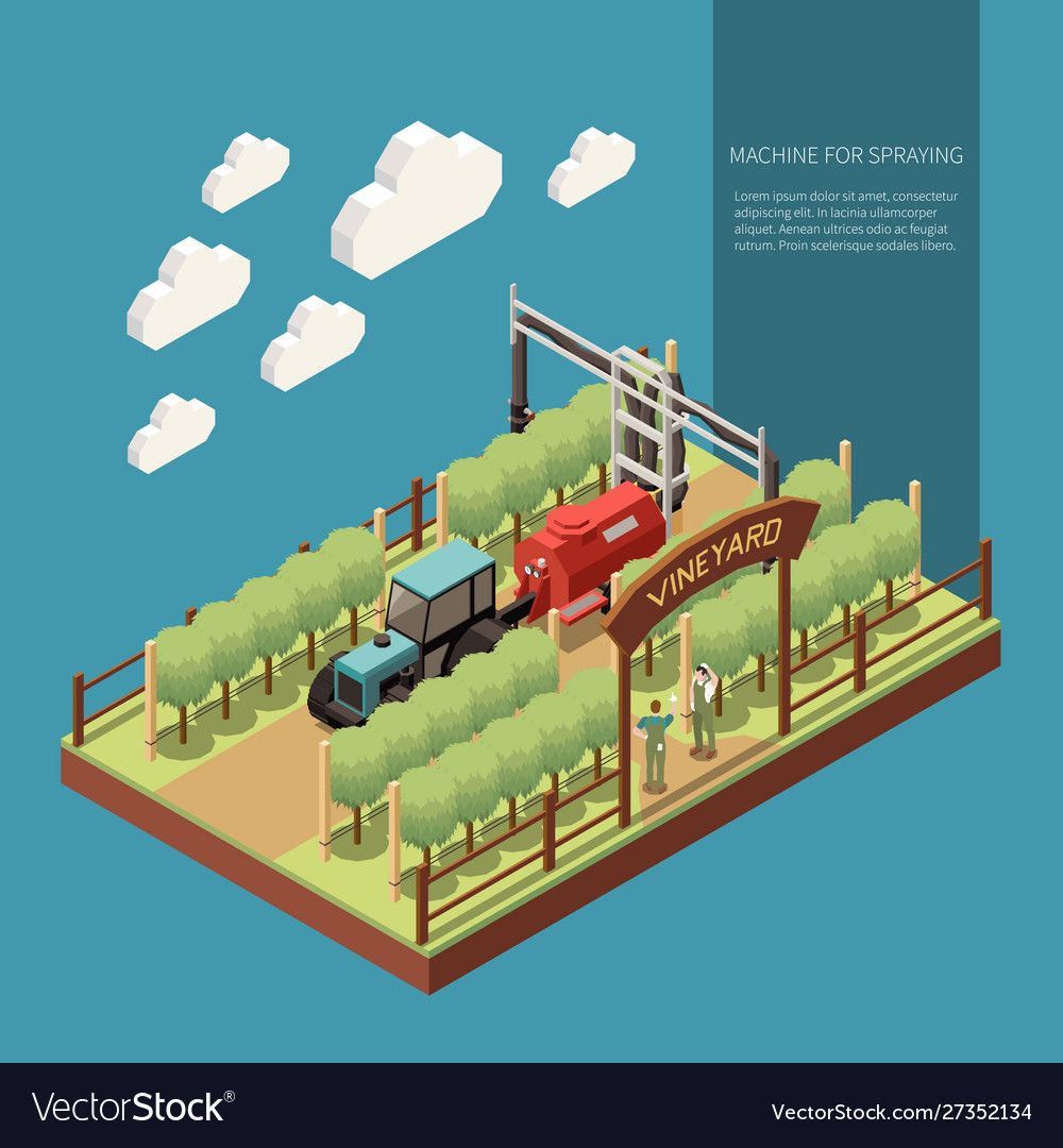 Vine yard isometric composition Royalty Free Vector Image