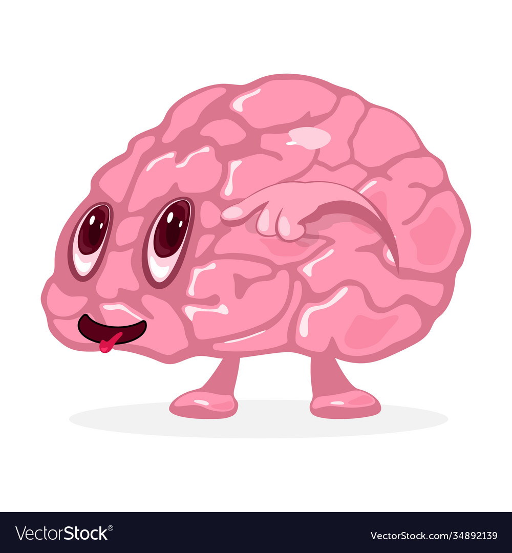 Cartoon human brain character Royalty Free Vector Image