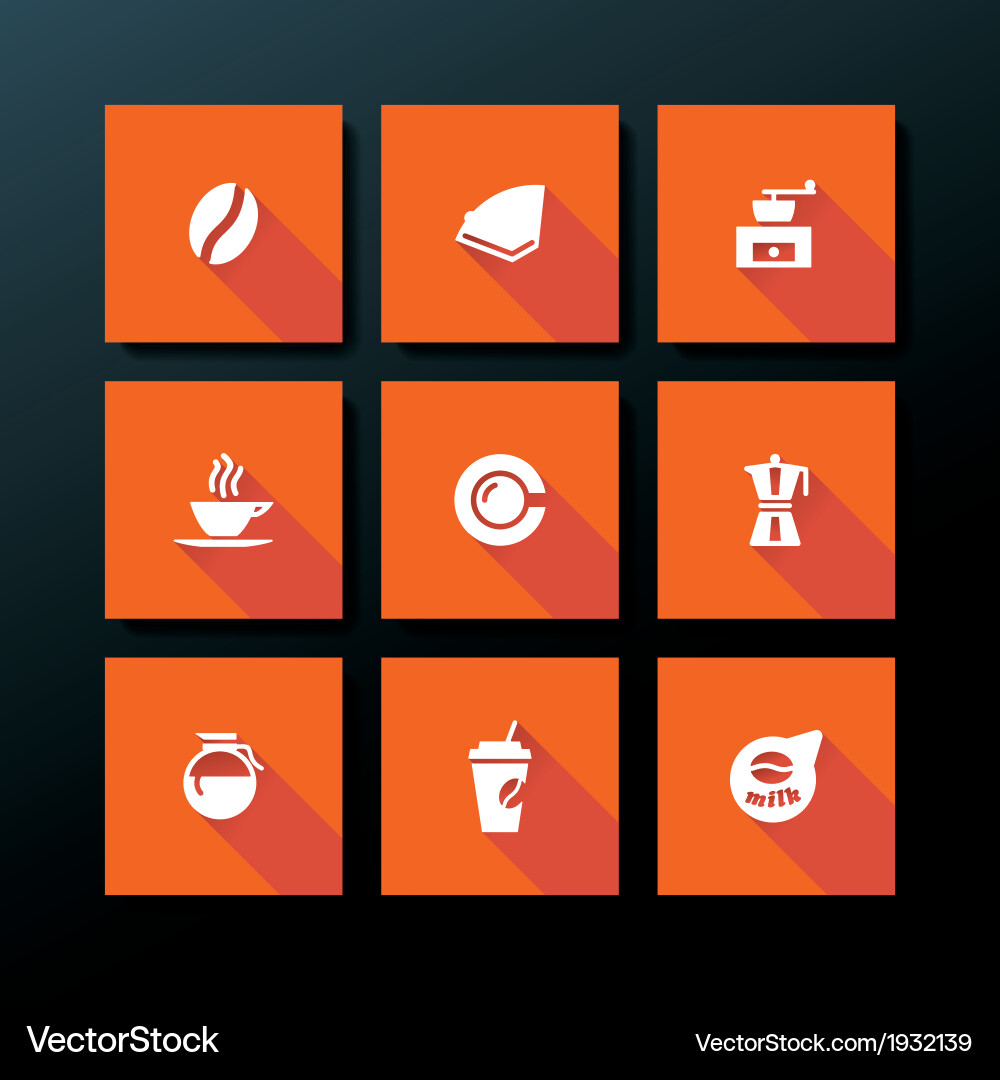 Flat coffee icon set Royalty Free Vector Image