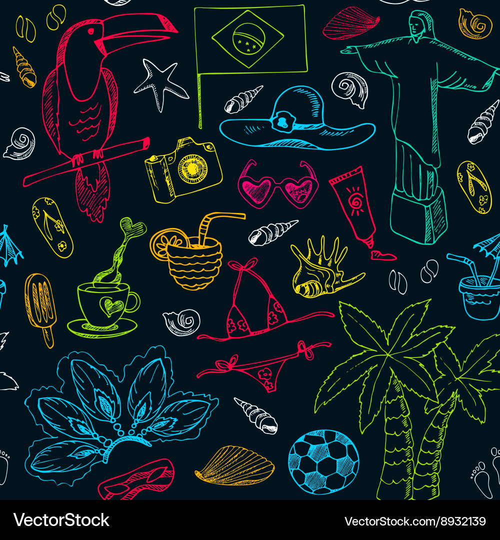 Hand drawn doodle brazil seamless pattern Vector Image