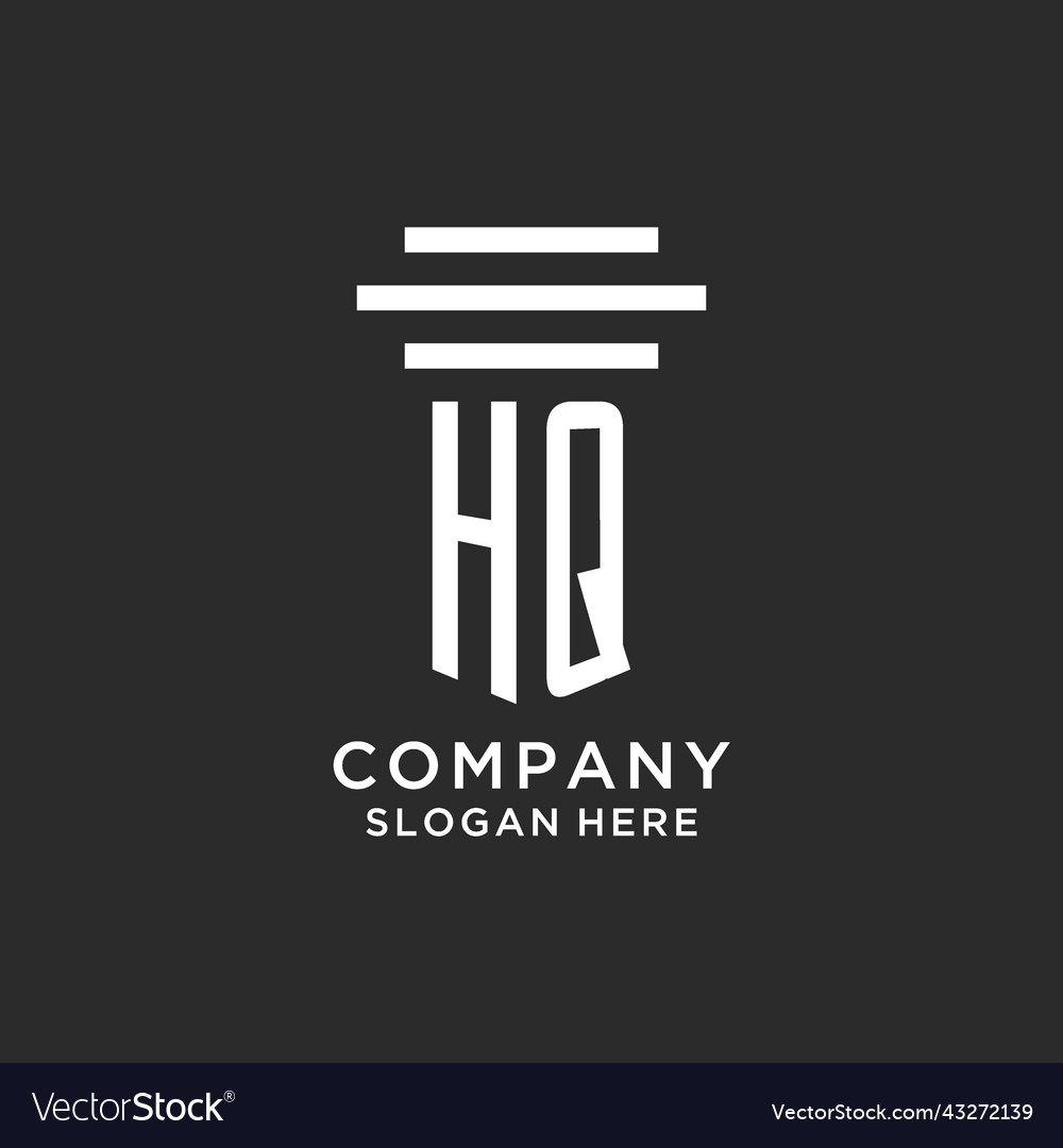 Hq initials with simple pillar logo design Vector Image
