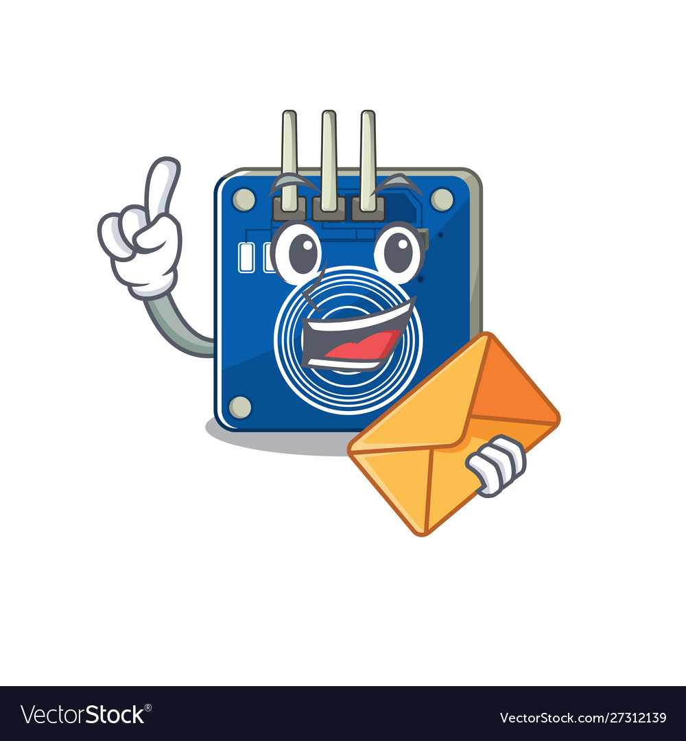 With envelope touch sensor cartoon shape Vector Image