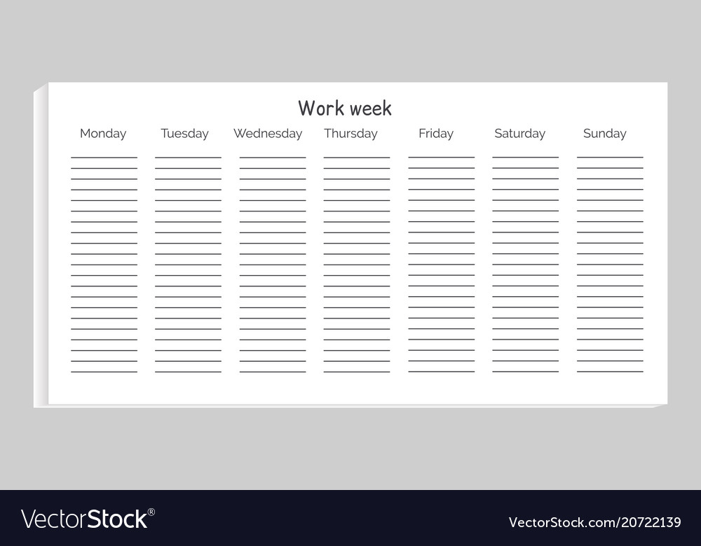Work week with days and lines Royalty Free Vector Image