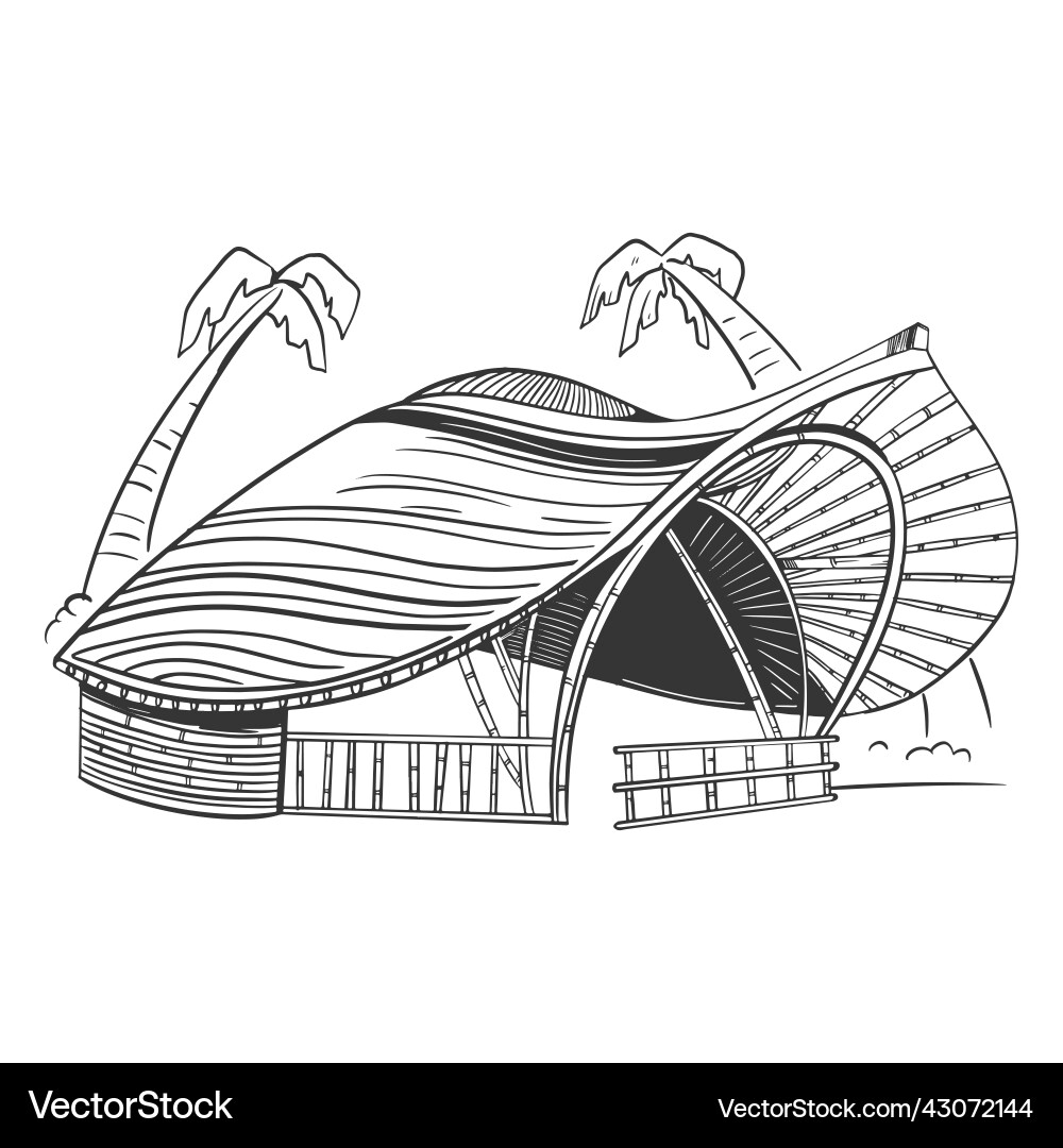 Drawn house bamboo Royalty Free Vector Image - VectorStock