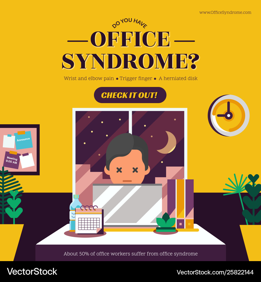 Office syndrome poster template Royalty Free Vector Image