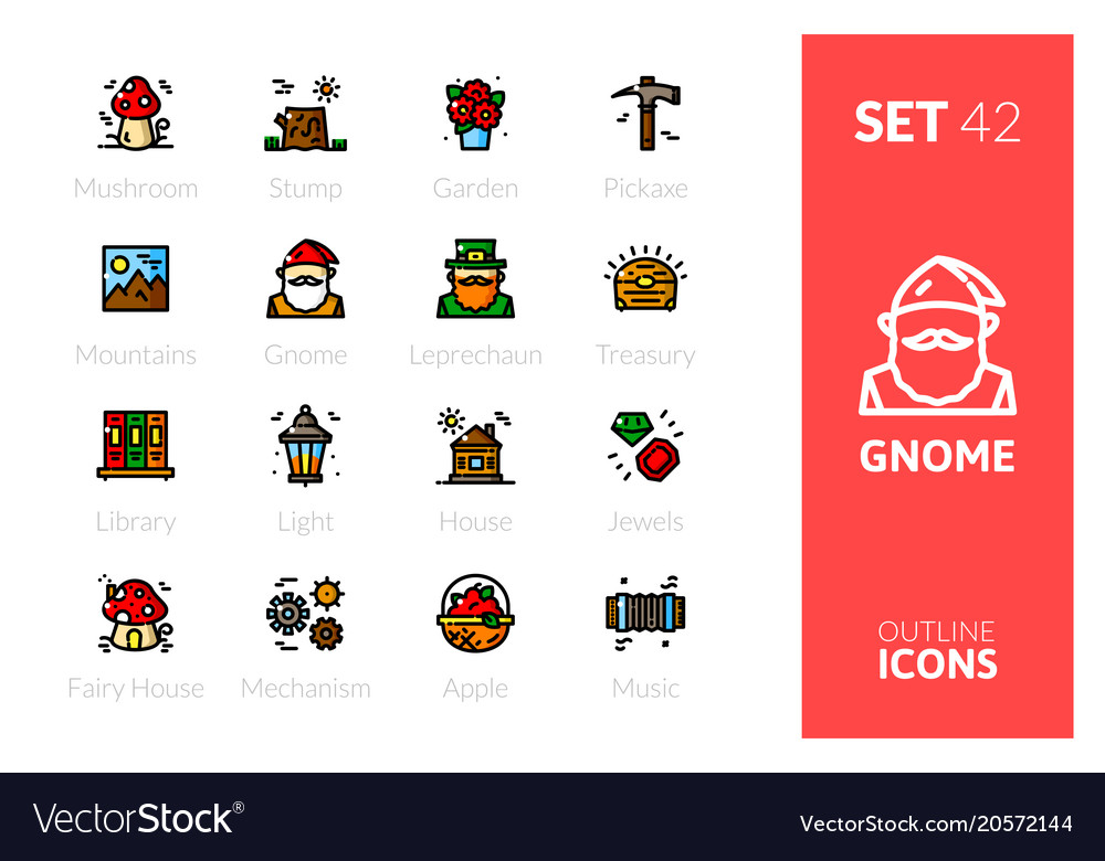 Outline color icons set Royalty Free Vector Image