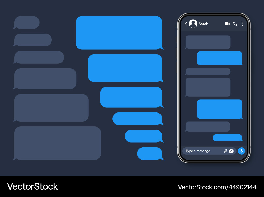 Realistic smartphone with messaging app blank sms Vector Image