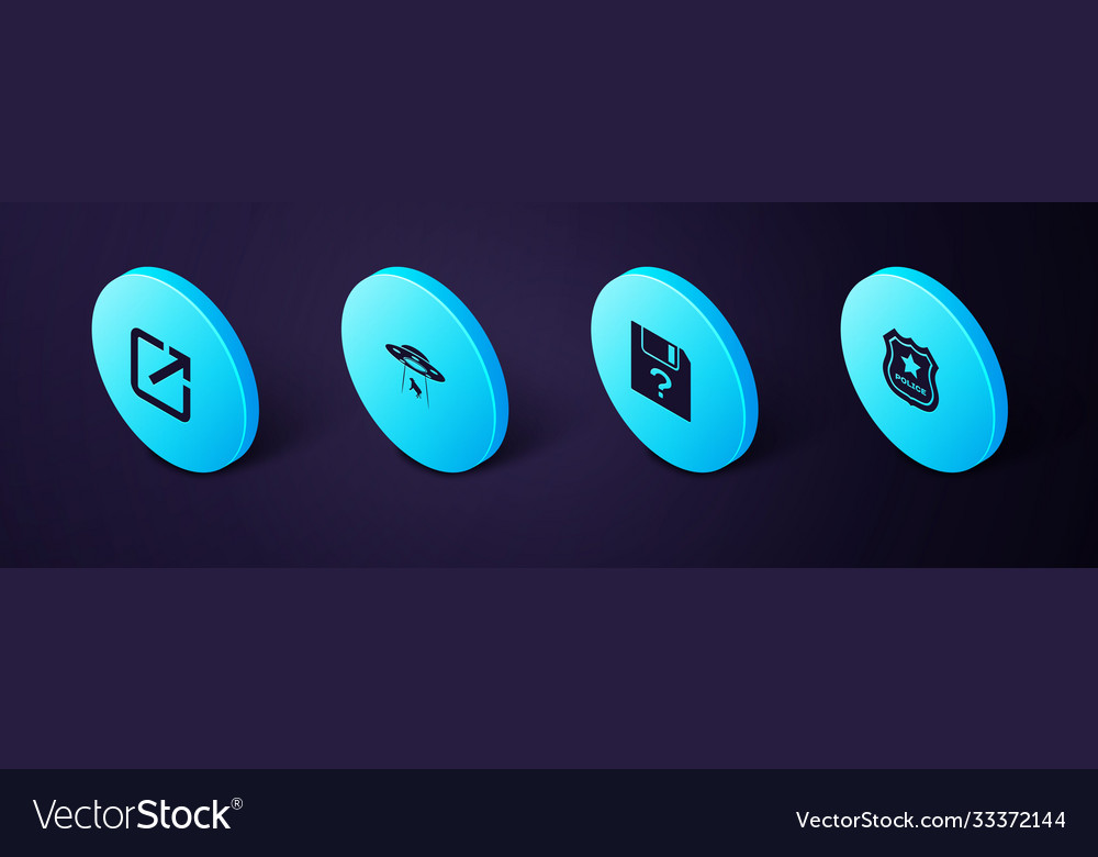 Set isometric police badge unknown document ufo Vector Image Set isometric police badge unknown document ufo Vector Image