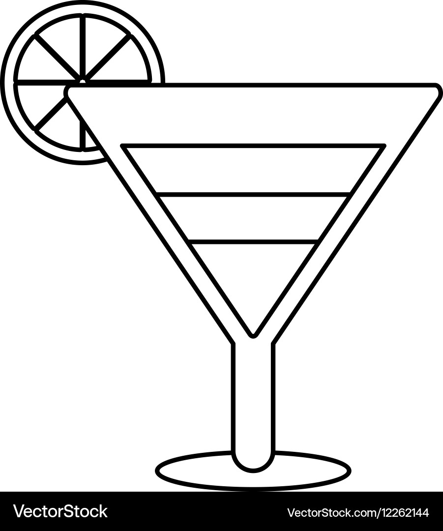 Soft drink cocktail lemon and straw outline Vector Image