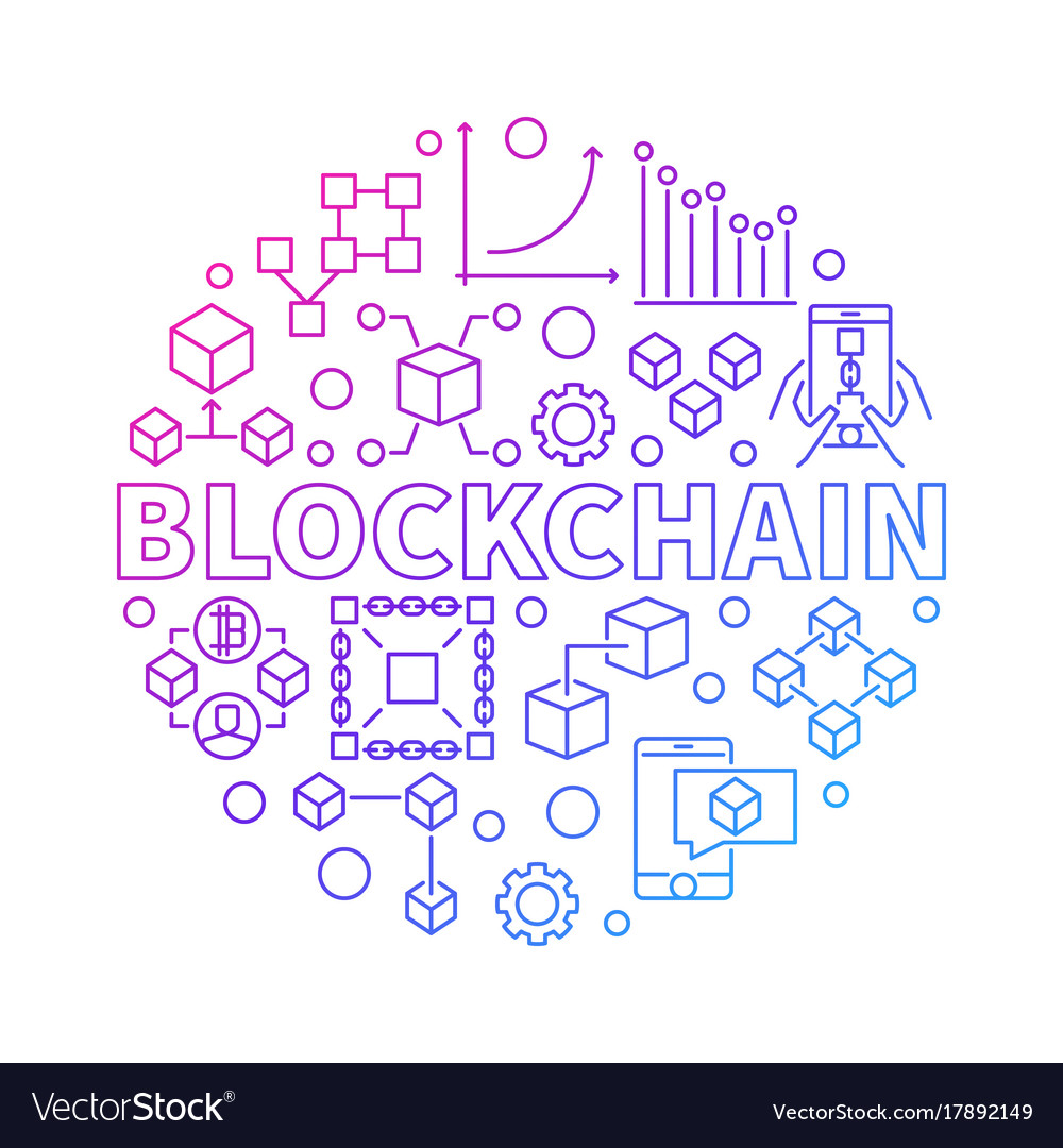 Blockchain technology colorful line round Vector Image Blockchain technology colorful line round Vector Image