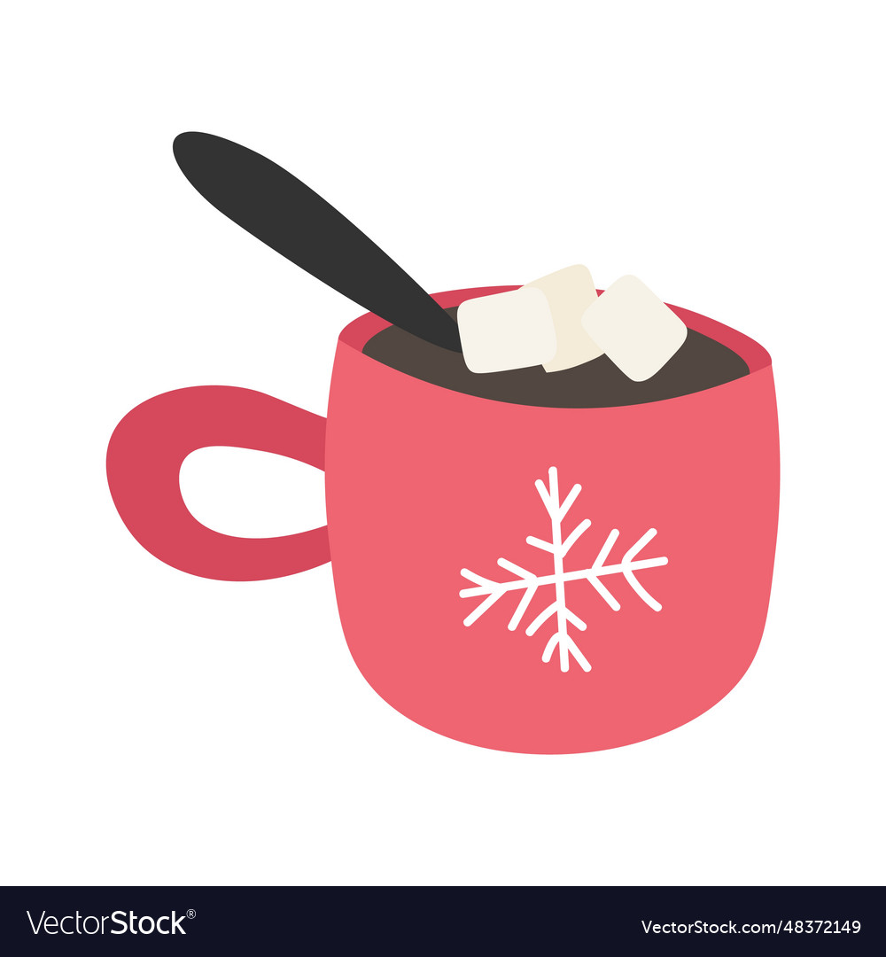 Hot chocolate cup with marshmallows red Royalty Free Vector