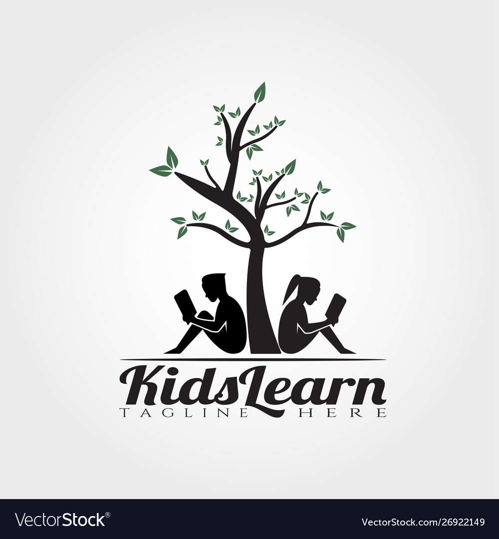 Kid learning logo templatechildren learning icon Vector Image