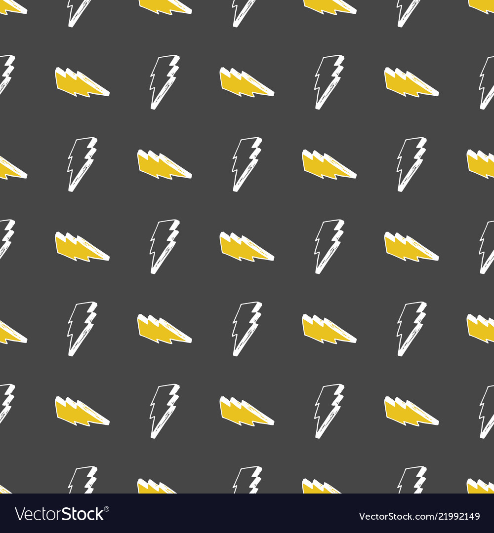 Lightning seamless pattern hand drawn sketched Vector Image