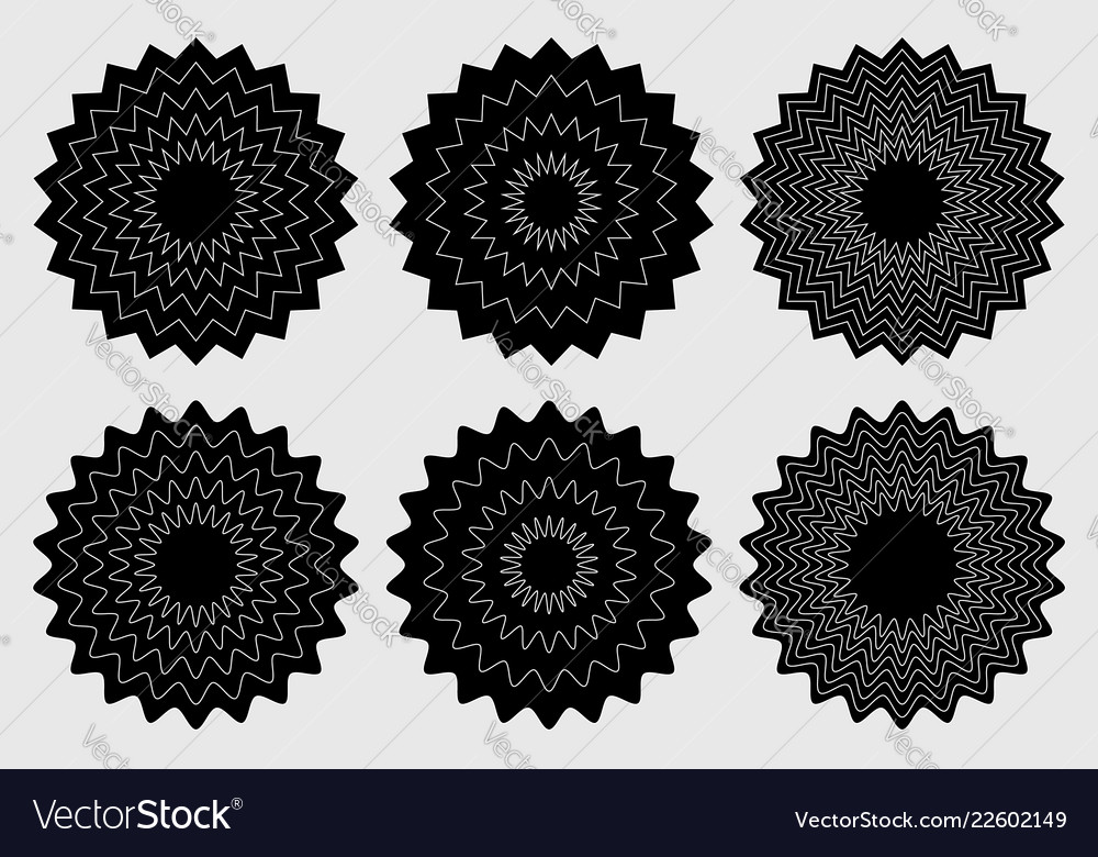 Radial contour elements with distorted decorative Vector Image