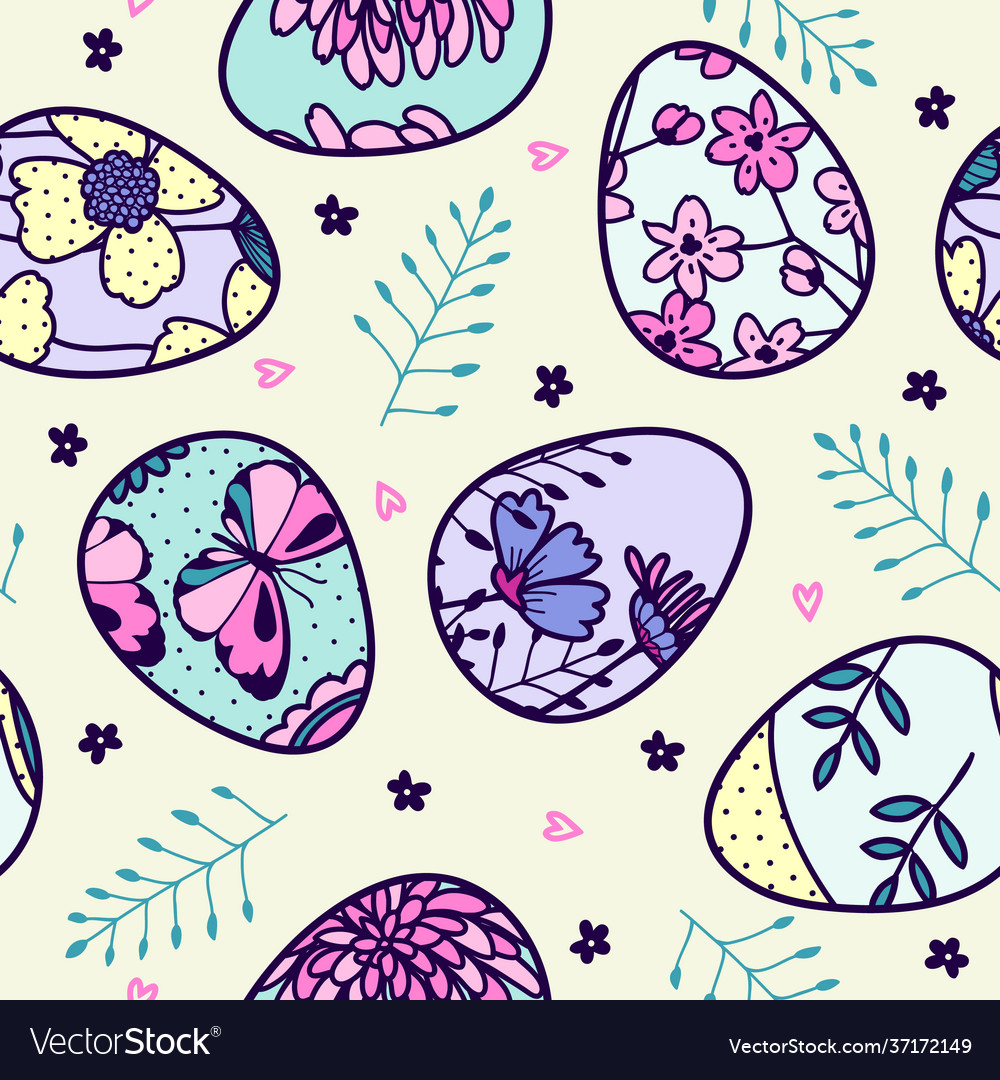 Seamless spring easter pattern with painted Vector Image