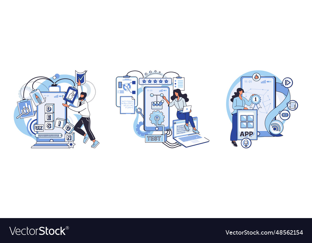 Application Testing Metaphor App Test Royalty Free Vector
