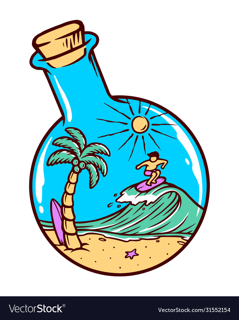 Beach and bottle Royalty Free Vector Image - VectorStock