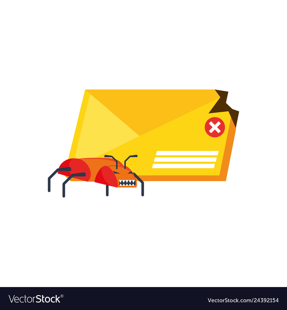 Envelope mail with virus attack Royalty Free Vector Image