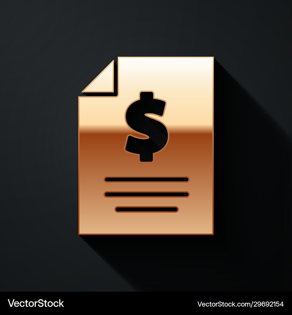Gold contract money icon isolated on black Vector Image