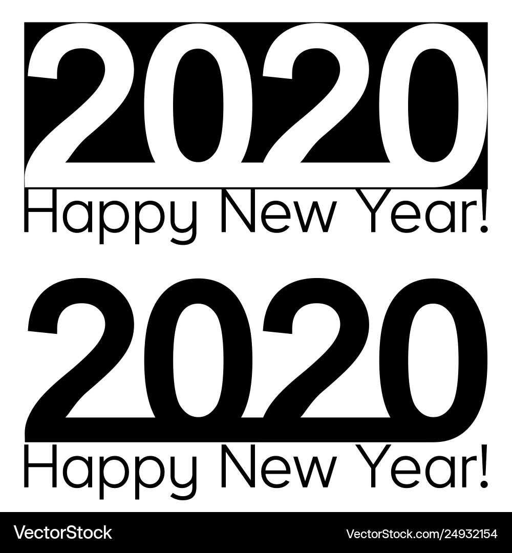 Happy new year 2020 text lettering brochure Vector Image
