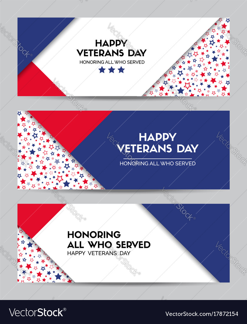 Happy veterans day set headers Royalty Free Vector Image