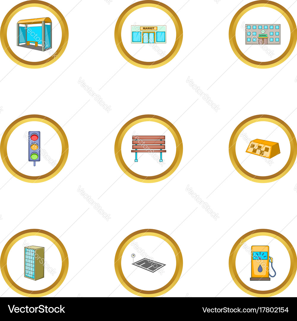 Urban infrastructure icons set cartoon style Vector Image