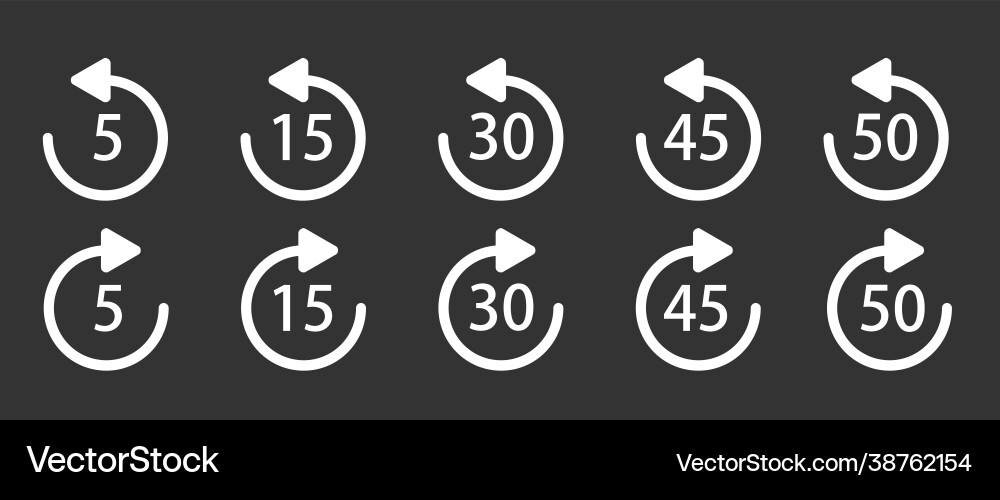 Webrepeat 5 15 30 45 seconds simple Royalty Free Vector