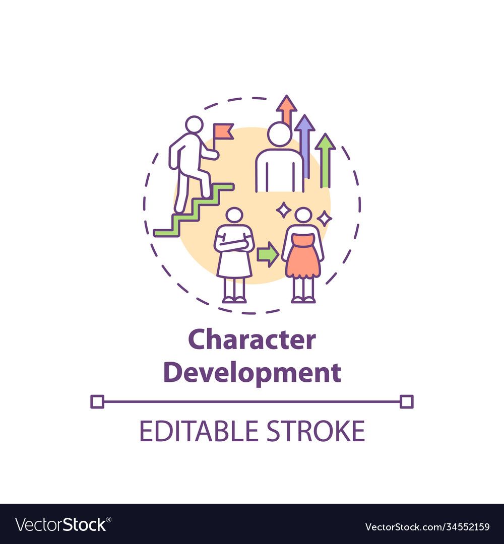 Character development concept icon Royalty Free Vector Image