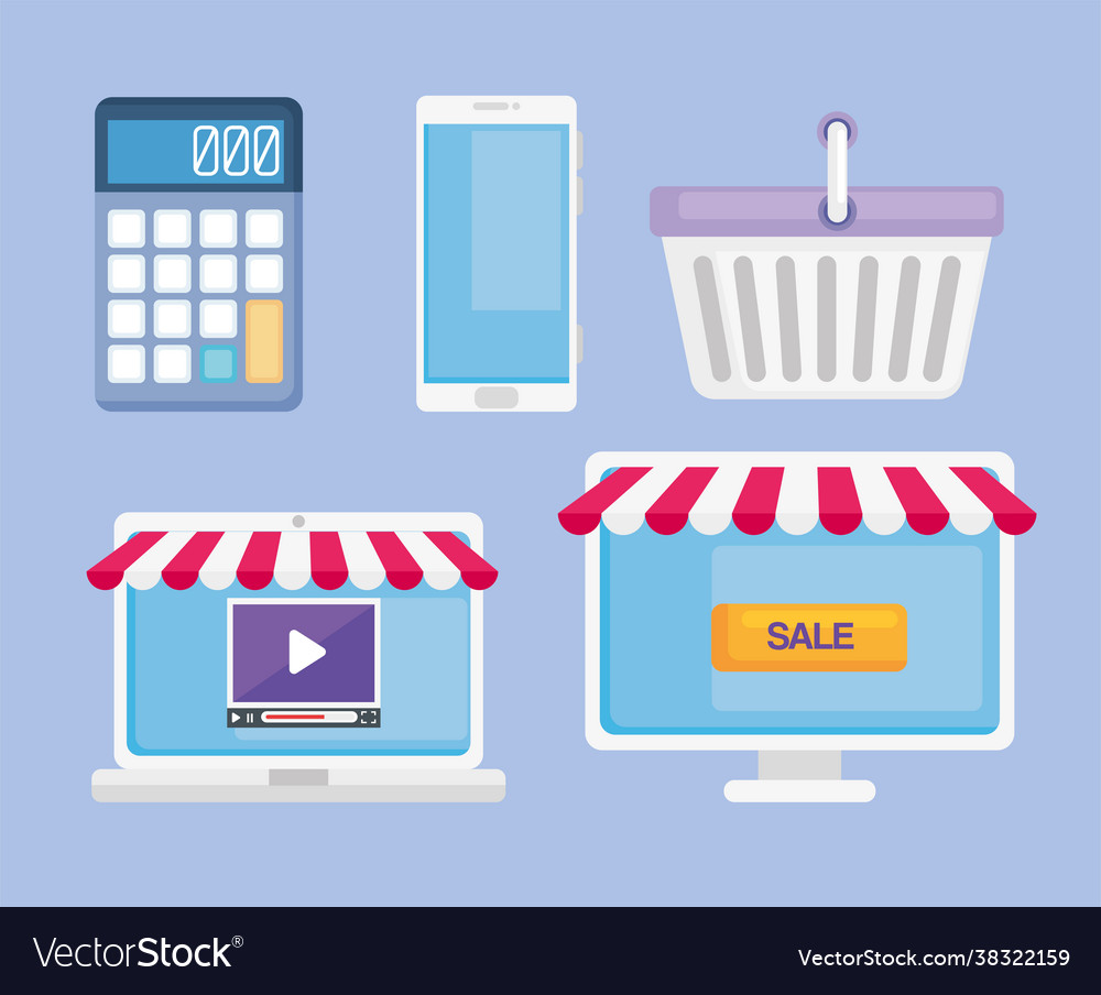 Collection ecommerce Royalty Free Vector Image