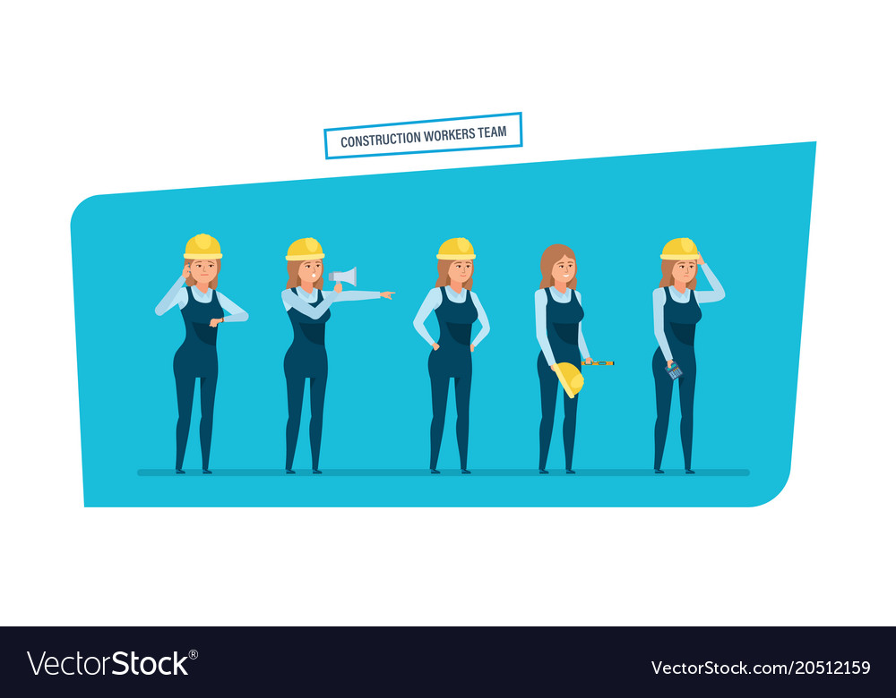 Construction engineers workers team work Vector Image