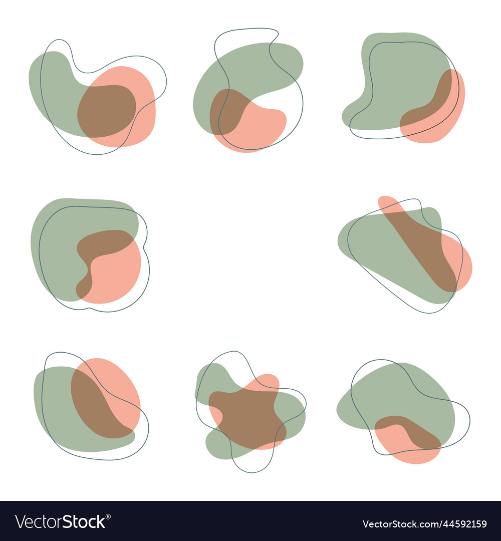 Group of abstract organic blob shapes with lines Vector Image