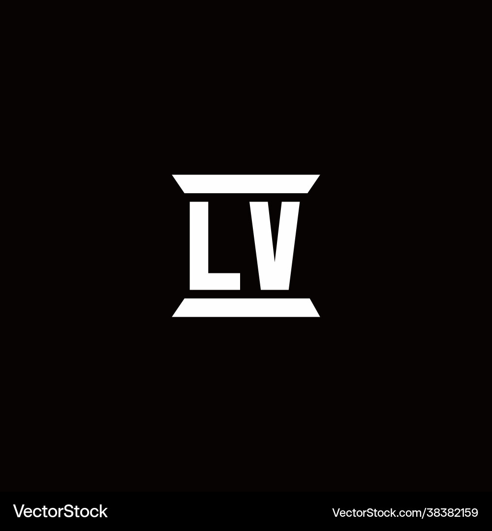 Lv logo monogram with pillar shape designs Vector Image