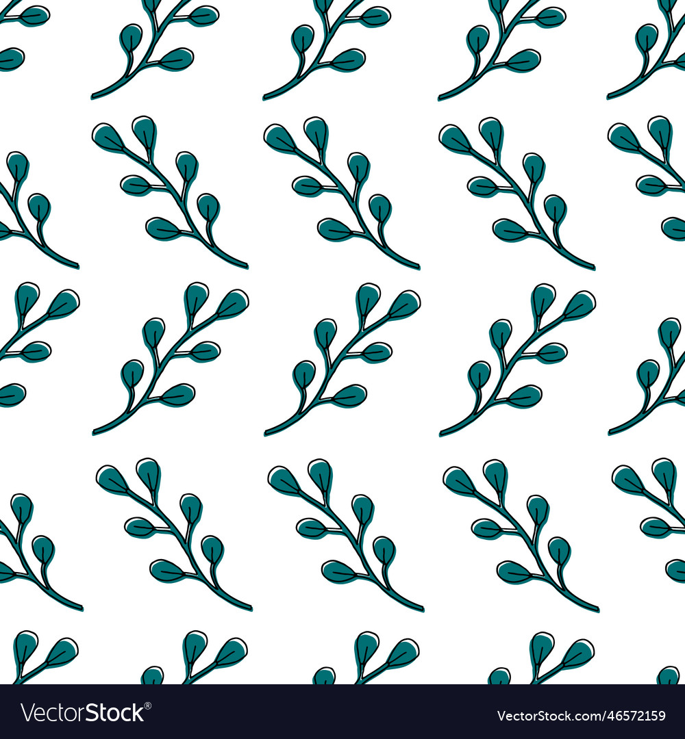Seamless Pattern With A Decorative Twig With Leave 