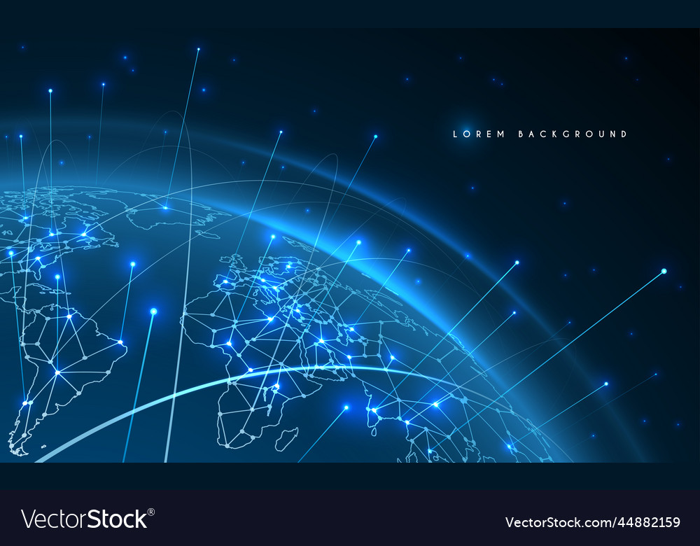 World map network connection lines background Vector Image