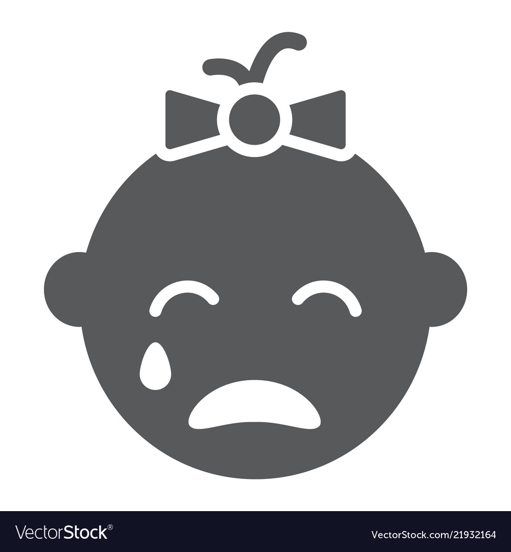 Baby girl cry glyph icon emotion and child Vector Image