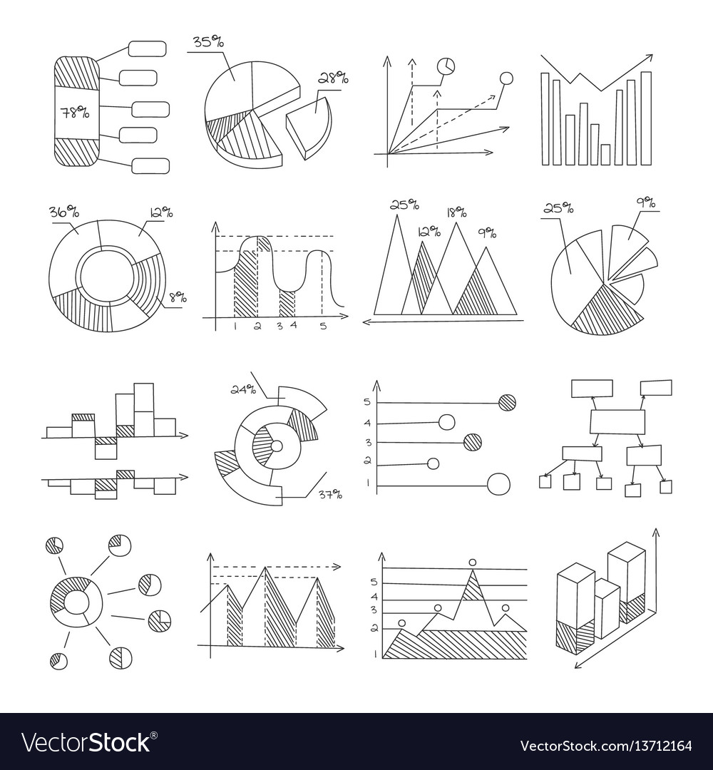 Data graphic representation charts different Vector Image