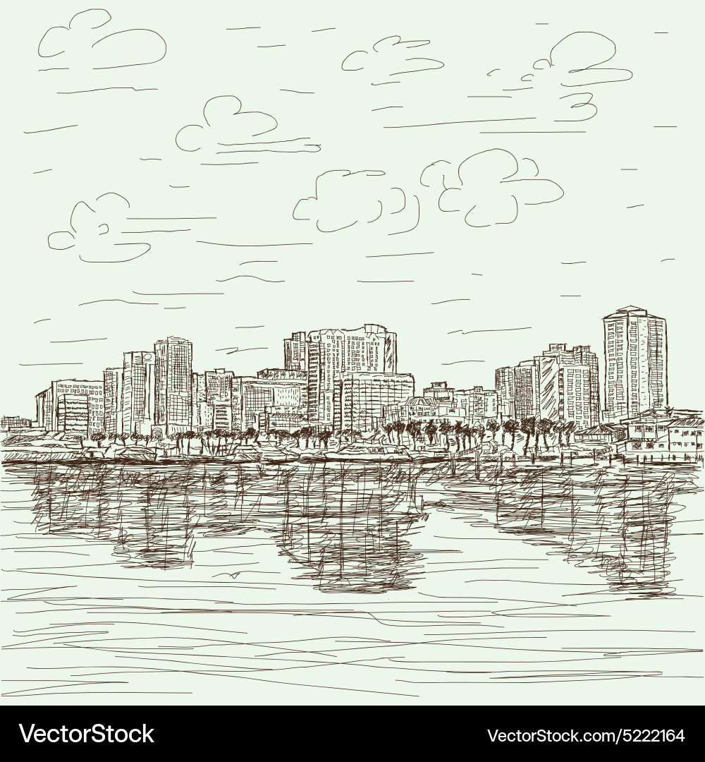 Hand-drawn cityscape Royalty Free Vector Image