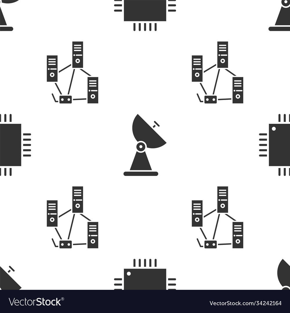 Set processor with microcircuits cpu radar Vector Image