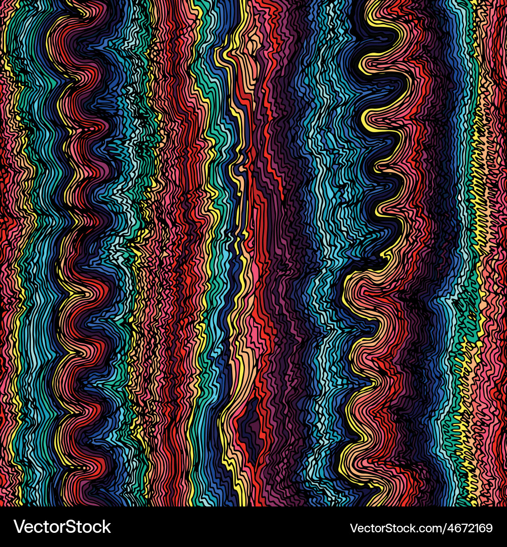Colorful seamless waves hand-drawn pattern Vector Image
