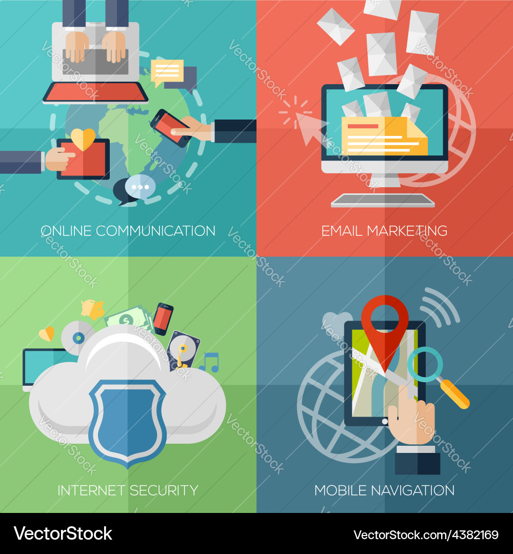 Flat design concepts for online communication Vector Image