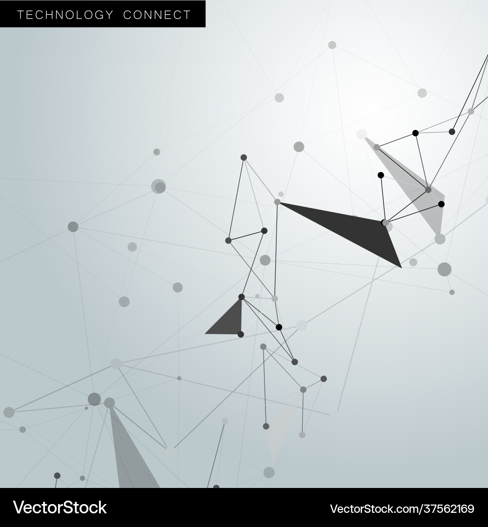 Grey graphic background dots with connections Vector Image