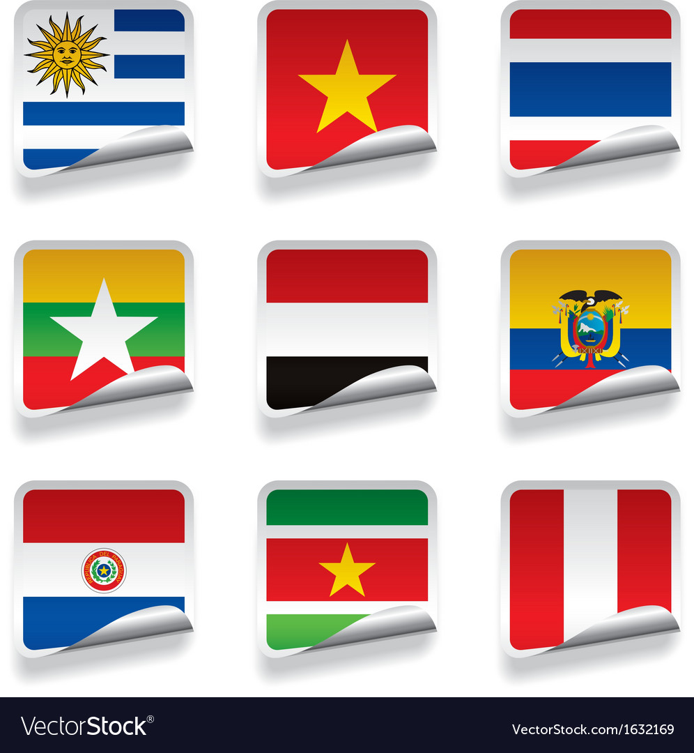 Sticker flags Royalty Free Vector Image - VectorStock