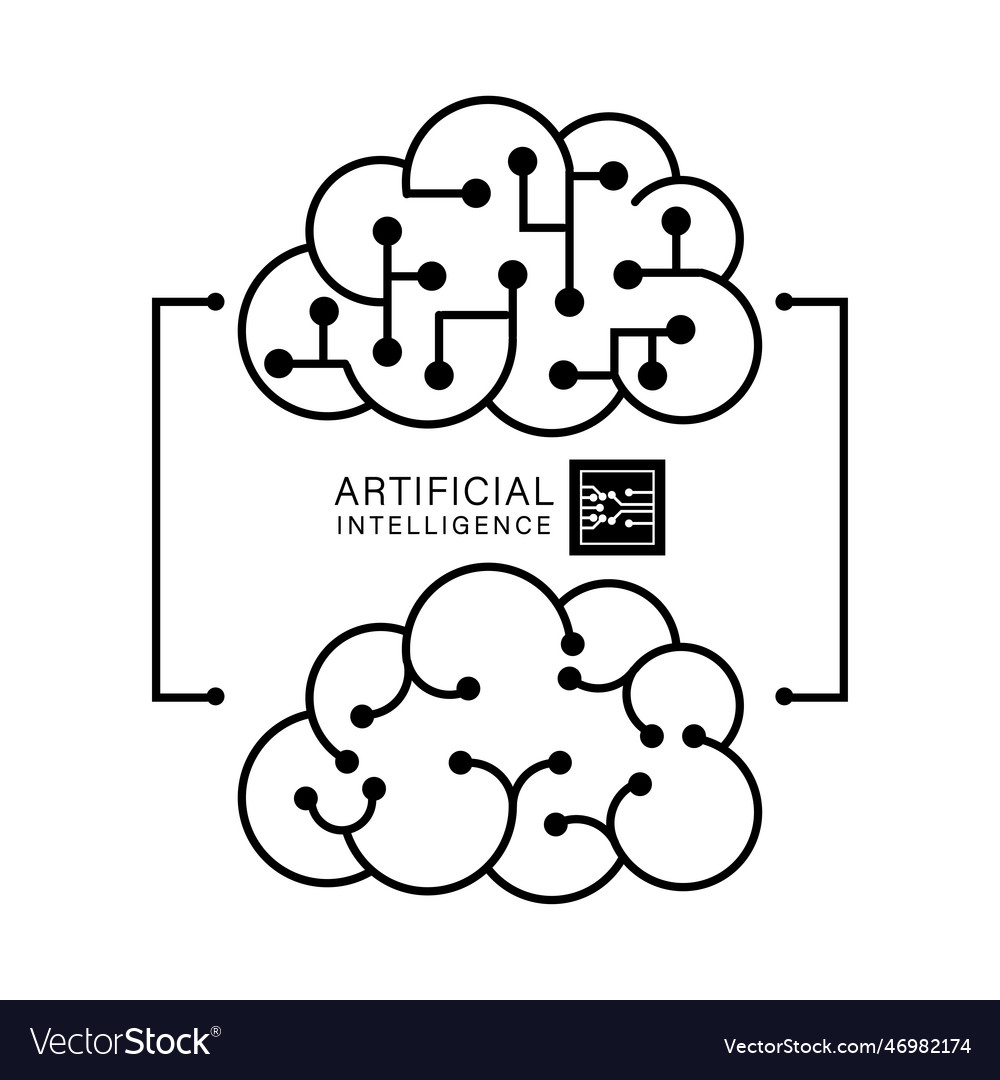 Artificial intelligence brain with microchip icon Vector Image